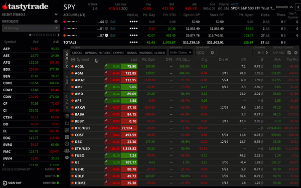 Filtering and Sorting Position in tastytrade