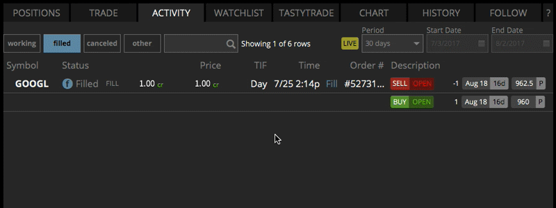 Closing an Options Position in tastytrade