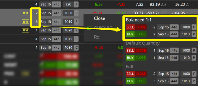 Closing Order Types available on positions Tab
