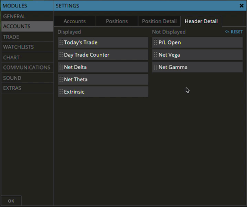 Account header details in tastytrade