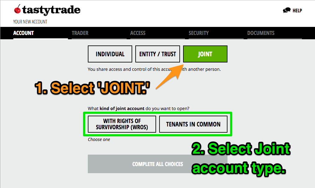 How to open a joint account at tastytrade