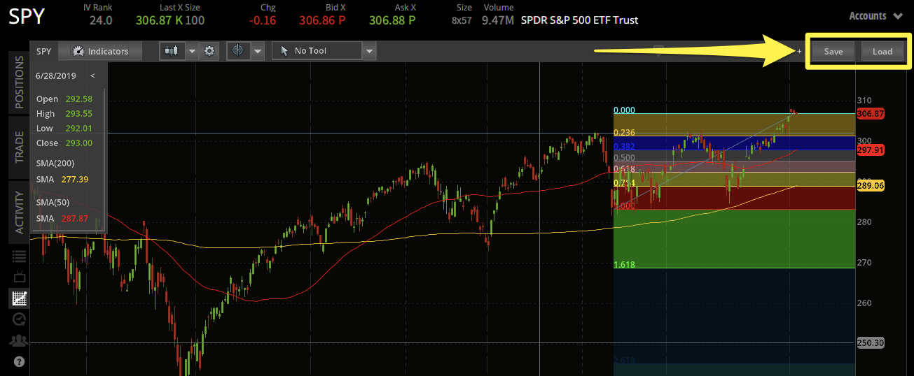 Save, export, and import chart settings