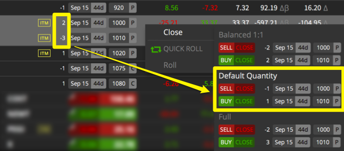 Closing Order Types available on positions Tab