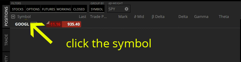 Closing an Options Position in tastytrade