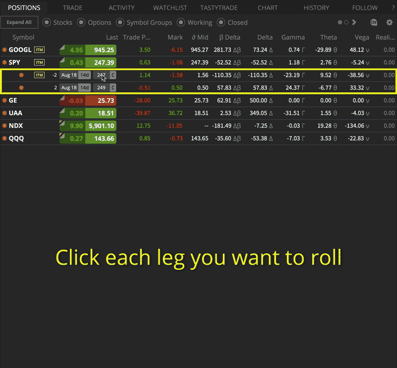 Difference between quick roll and roll at tastytrade