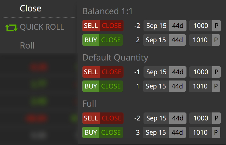Closing Order Types available on positions Tab