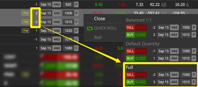 Closing Order Types available on positions Tab