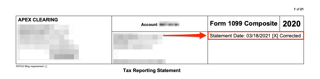 Tax form corrections