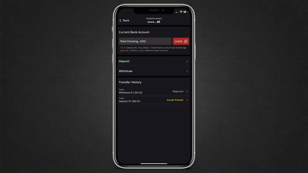 Deposit or withdraw money with a linked bank account